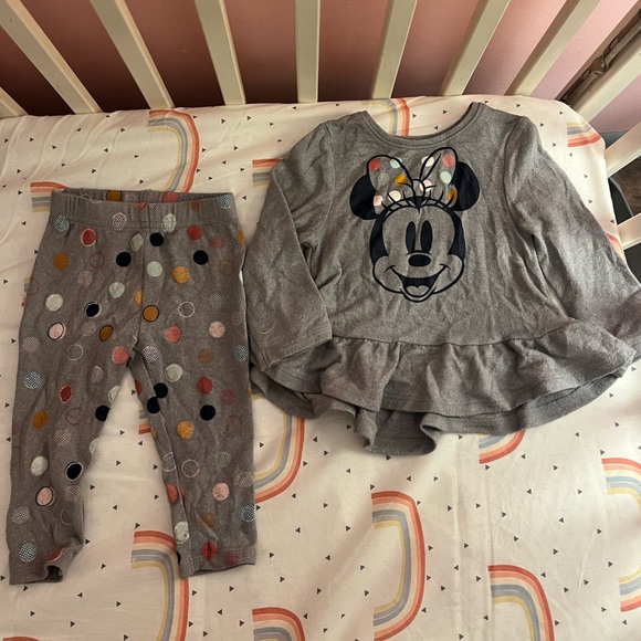 jumping beans | Matching Sets | Gray Minnie Mouse Outfit With Polka Dot ...